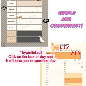 Cute Dogs Weekly Planner: Digital Hyperlinked (PDF) - Etsy