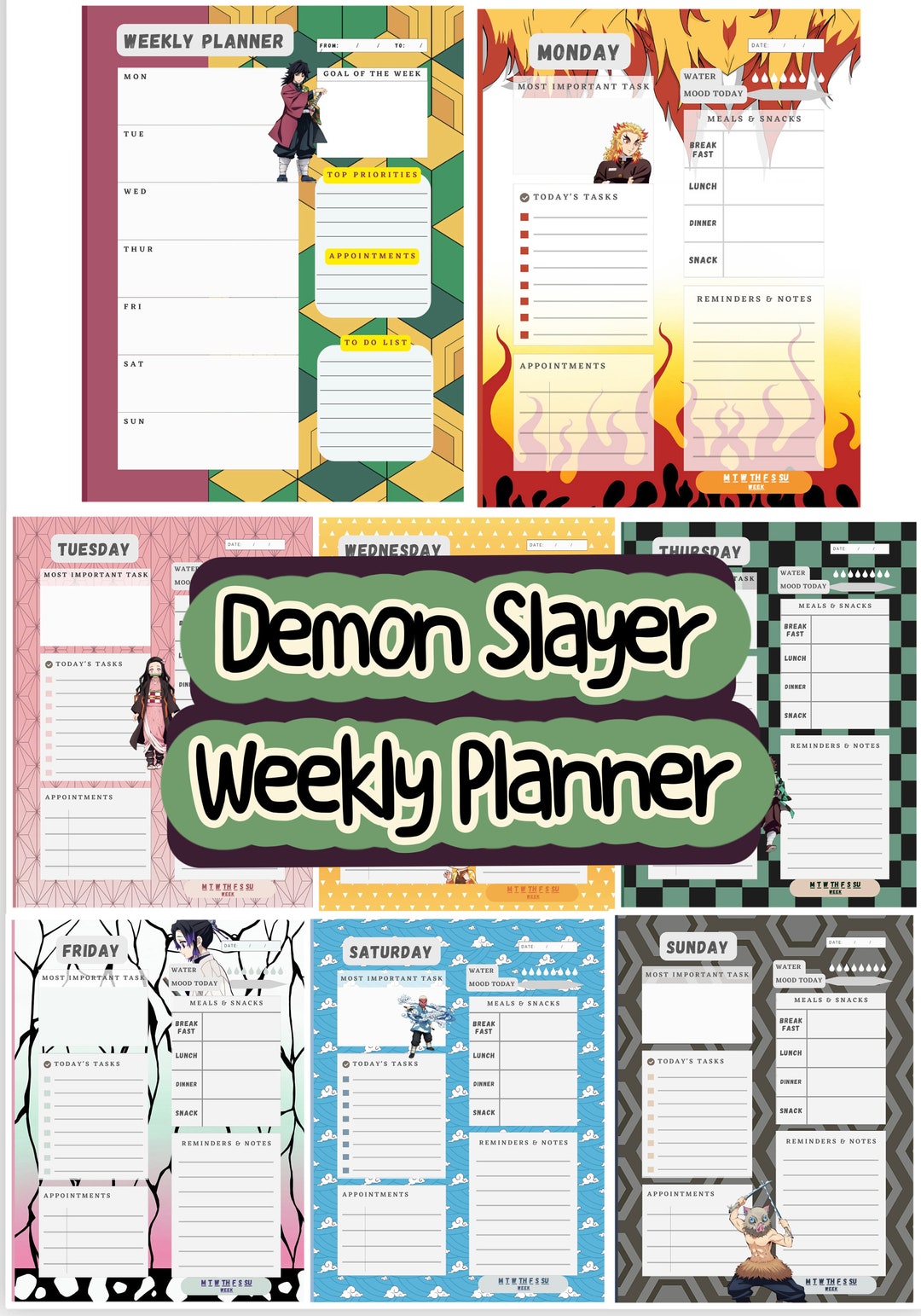 Anime Themed Planner: Cute Undated Weekly and Daily Planner - Etsy UK