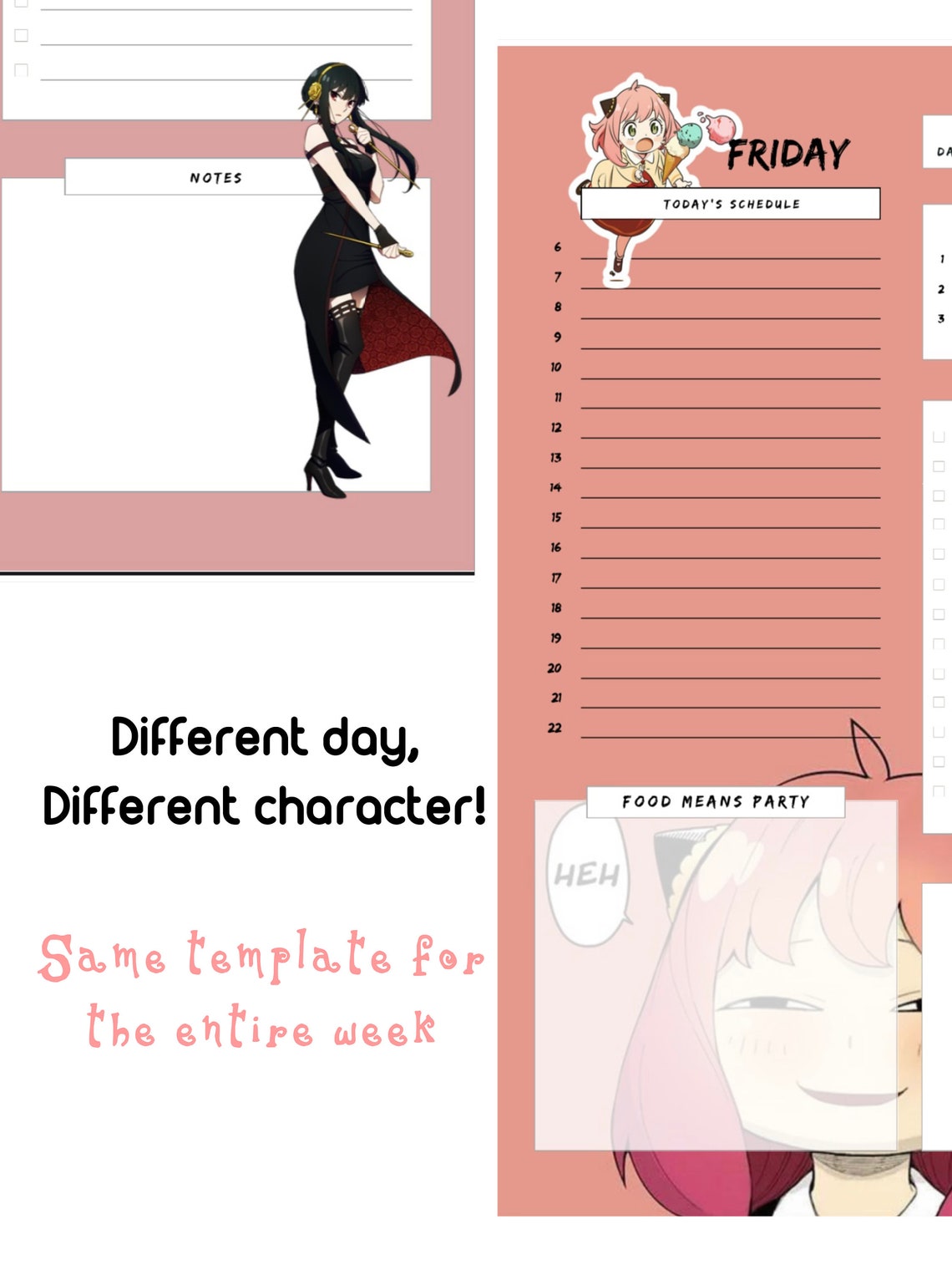Anime-themed Weekly Planner : Cute Anime Undated Digital and Printable ...