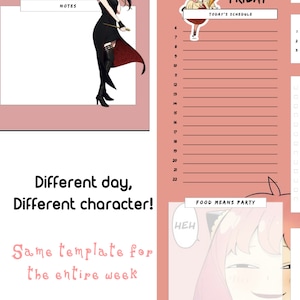 Anime-themed Weekly Planner : Cute Anime Undated Digital and Printable ...
