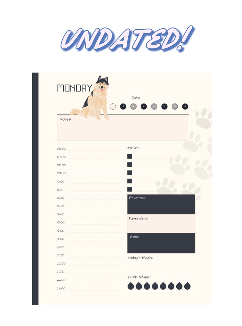 Cute Dogs Theme and Fun Weekly and Daily Planner: Digital Hyperlinked ...