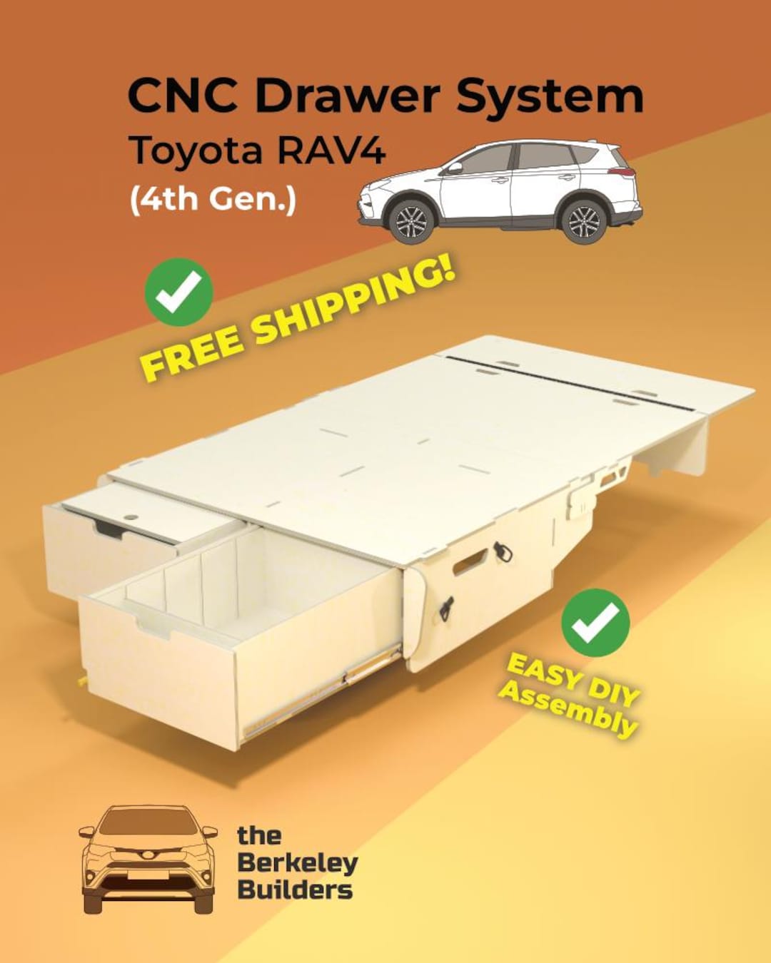 Toyota RAV4 (4th. Gen) Camper Conversion Drawer System: Flat-packed DIY ...