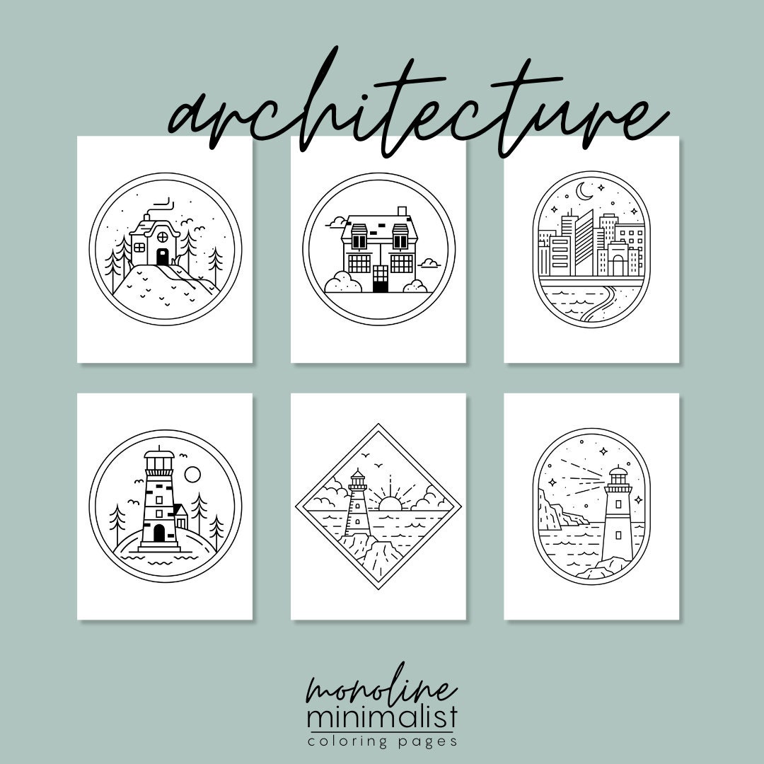 Monoline Minimalist Coloring Pages, Gift for Adults and Kids, Boho ...