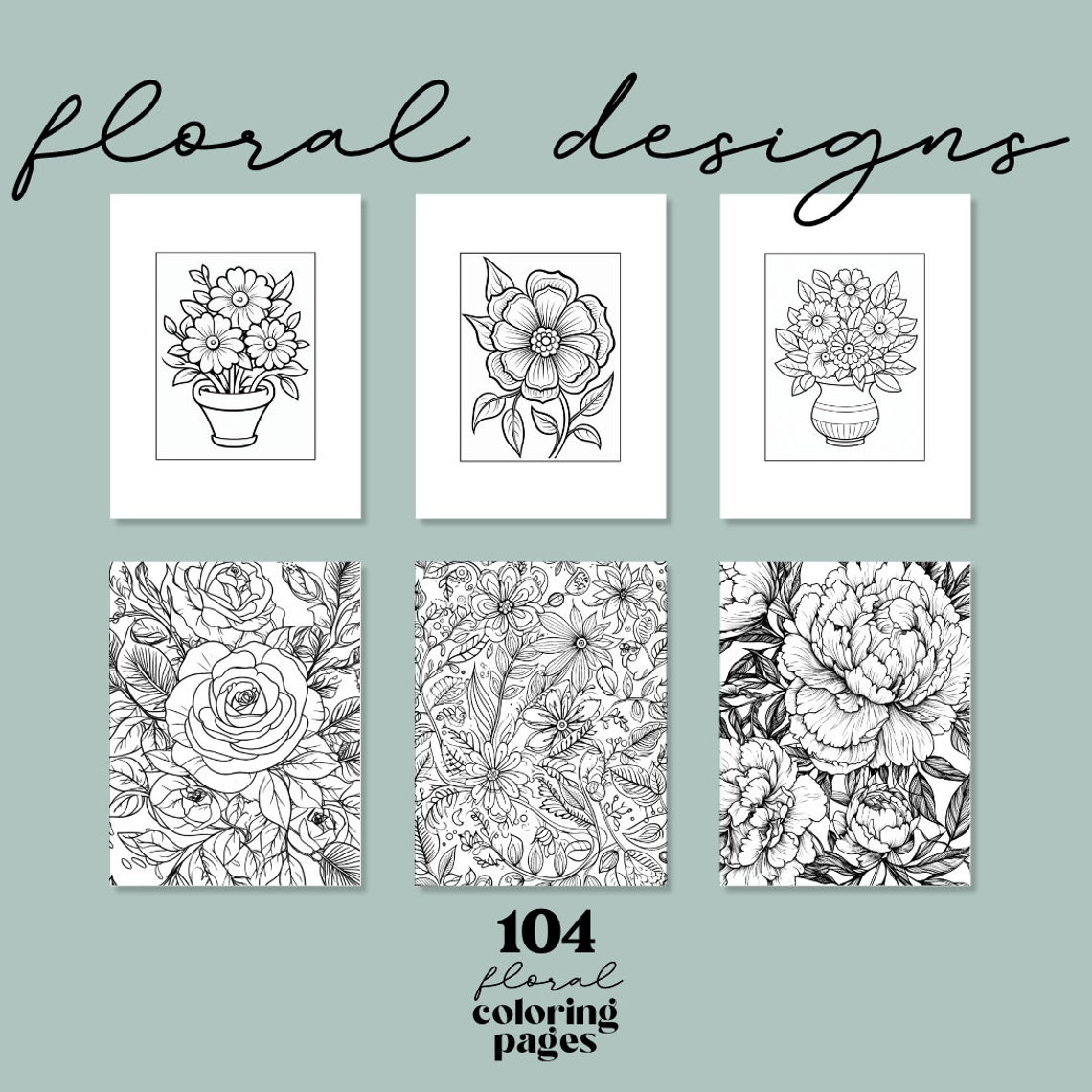104 Floral Coloring Pages, Plants Coloring Book, Nature Coloring Page ...