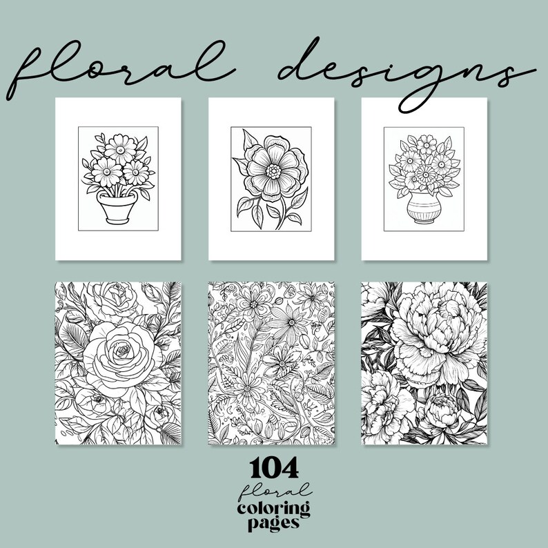 104 Floral Coloring Pages, Plants Coloring Book, Nature Coloring Page ...