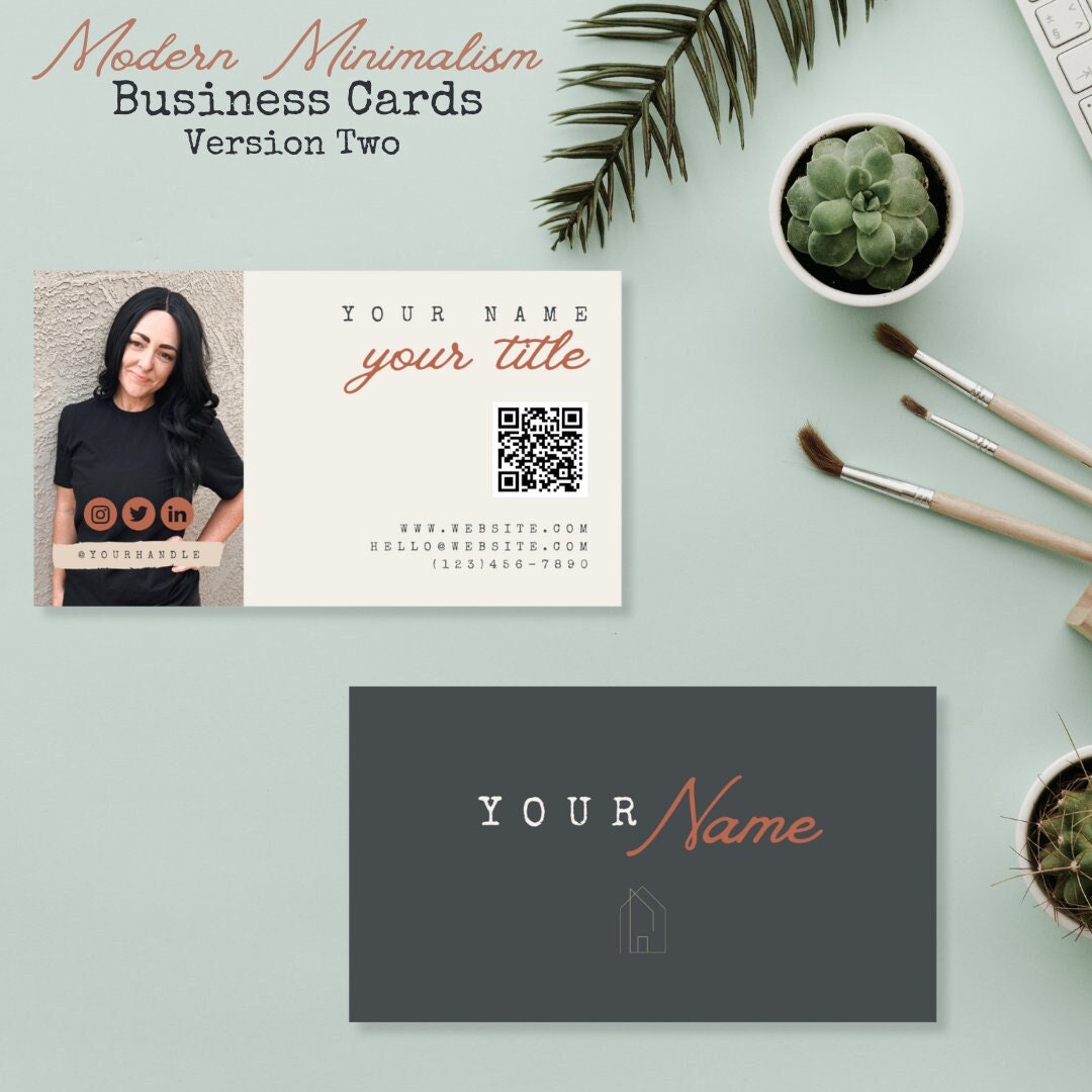 Modern Minimalism Business Card Template Calling Card With QR - Etsy