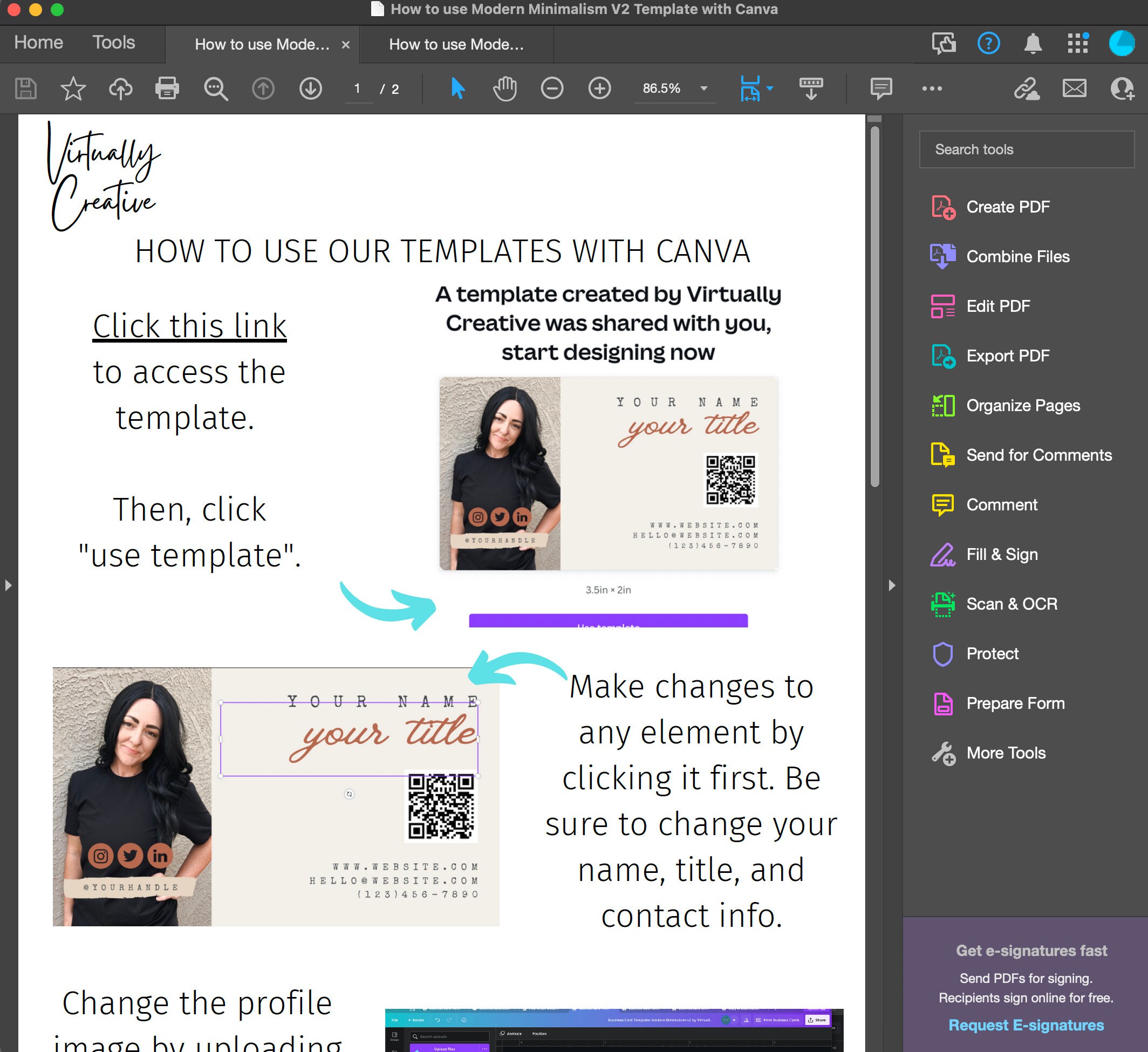 Modern Minimalism Business Card Template Calling Card With QR - Etsy