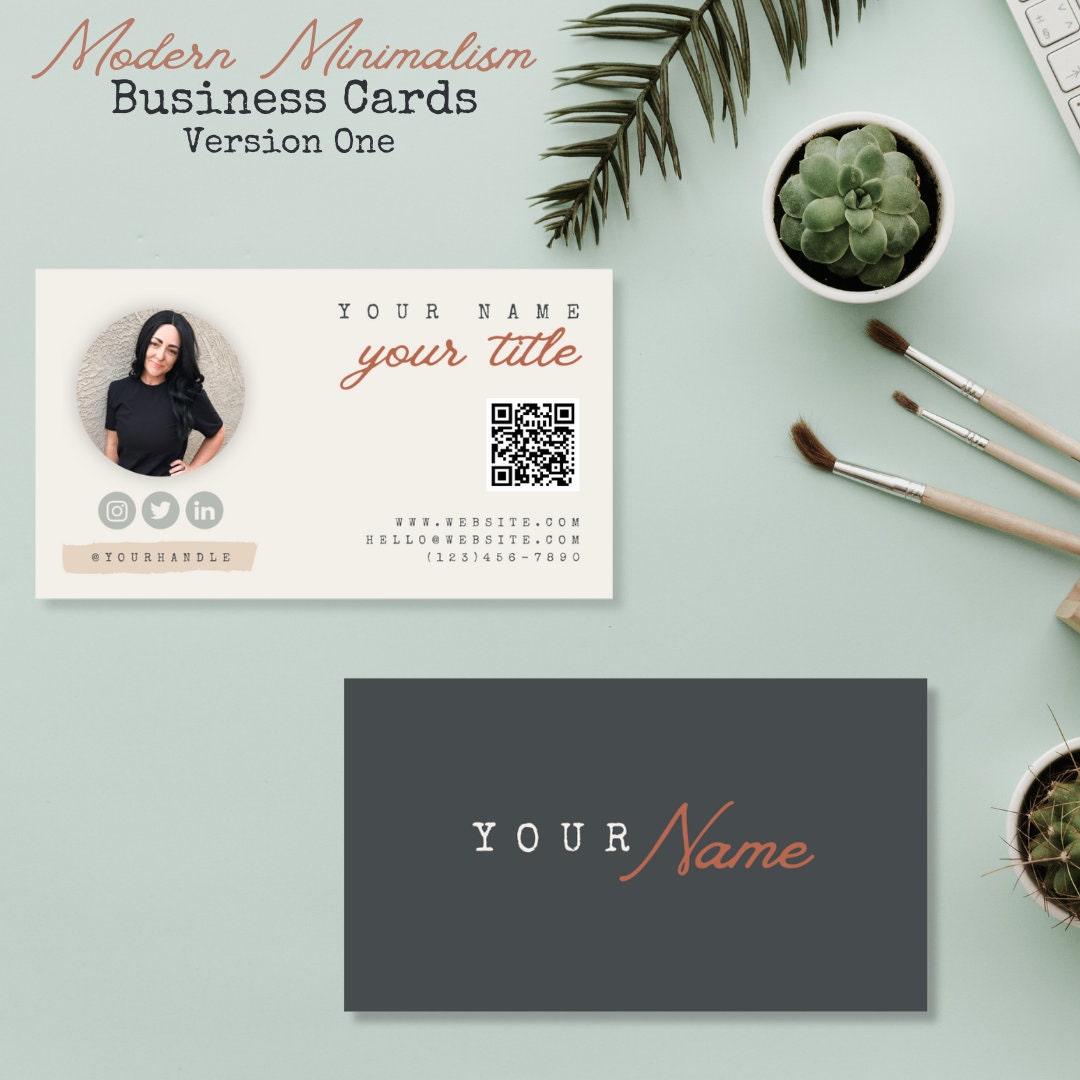 Modern Minimalism Business Card Template, Calling Card With QR Code ...