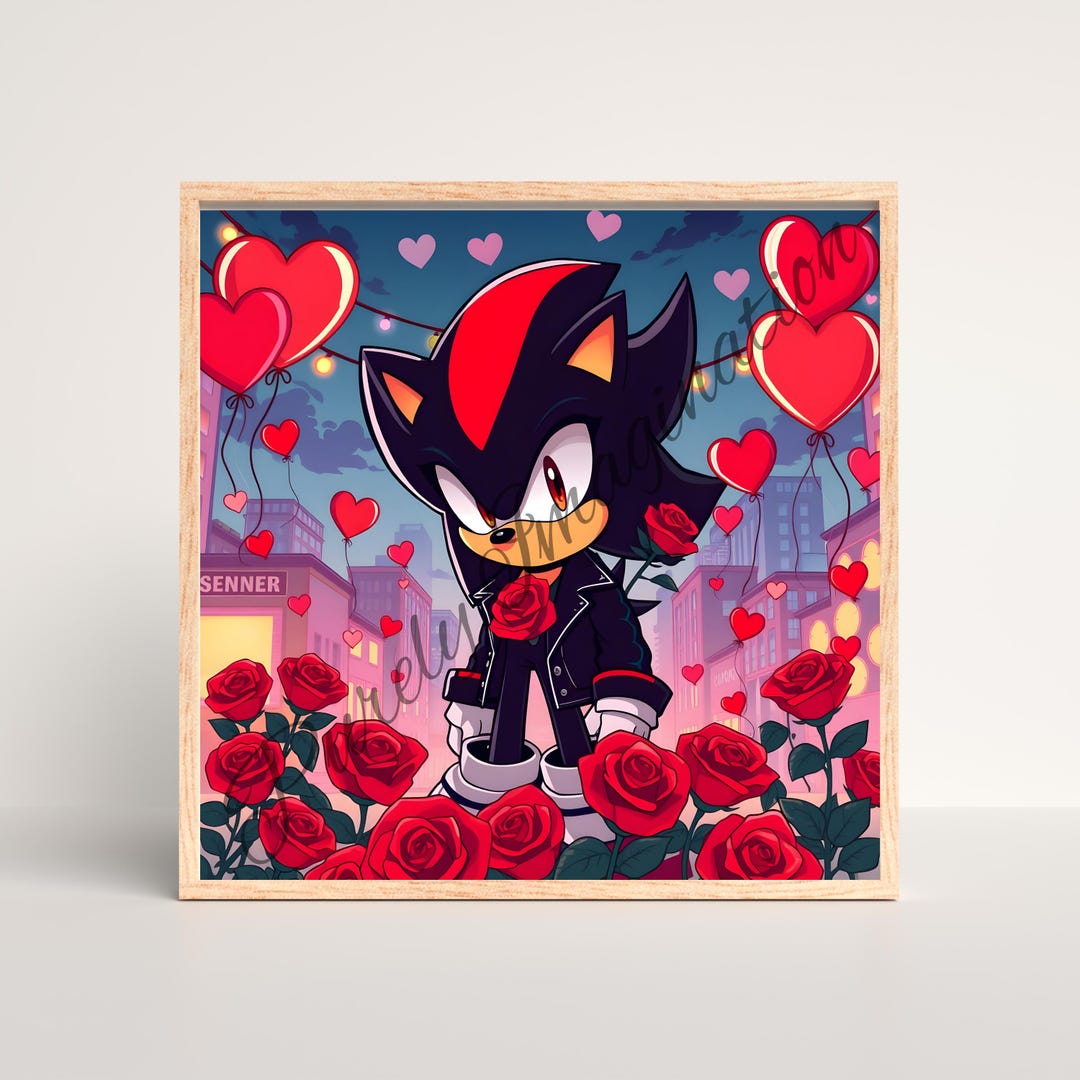 Shadow the Hedgehog Valentines Art 2025 - Digital Download, Cool Love ...