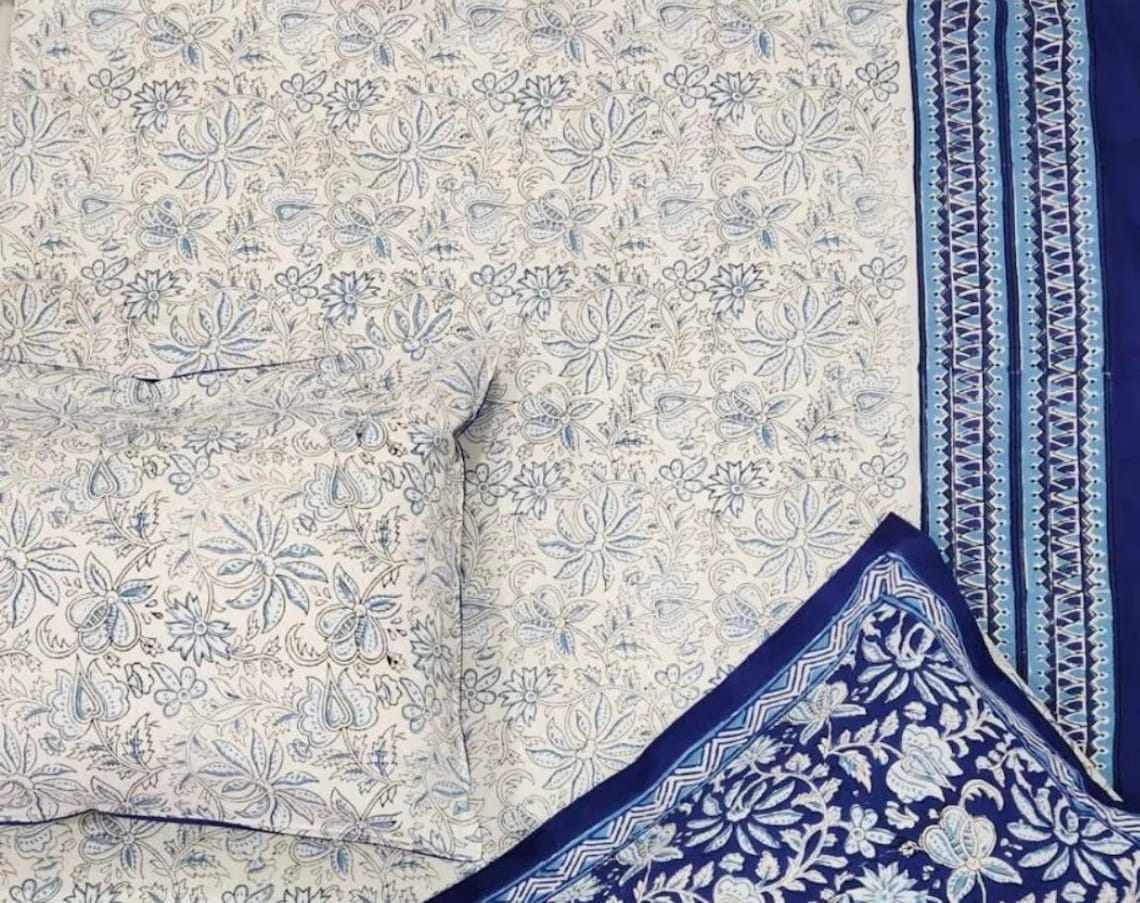 New Hand Block Print Cotton Flat Sheet Handmade Bed Sheet Hand - Etsy