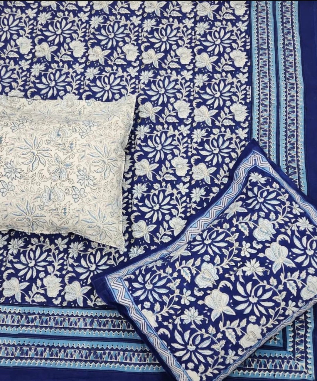 New Hand Block Print Cotton Flat Sheet Handmade Bed Sheet Hand Print Bedspread Blanket Bedding ...