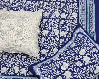 New Hand Block Print Cotton Flat Sheet Handmade Bed Sheet Hand Print Bedspread Blanket Bedding ...