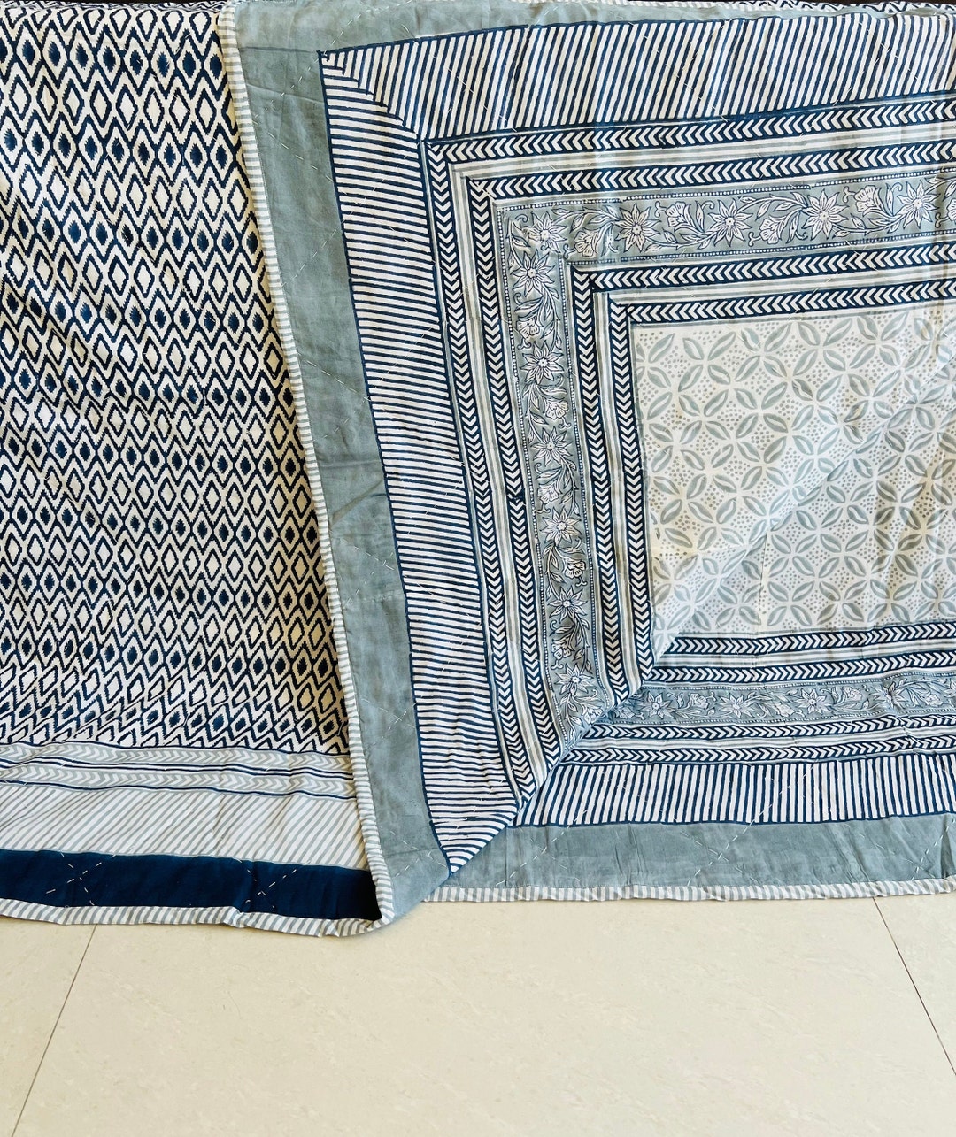 Hand Block Print Cotton Dohar Handmade Ac Blanket Reversible Dohar Ac ...