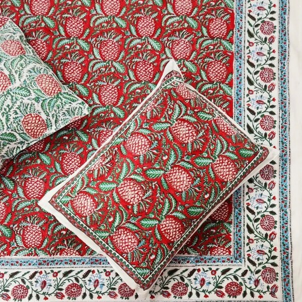 New Hand Block Print Cotton Flat Sheet Handmade Bed Sheet Hand Print Bedspread Blanket Bedding ...