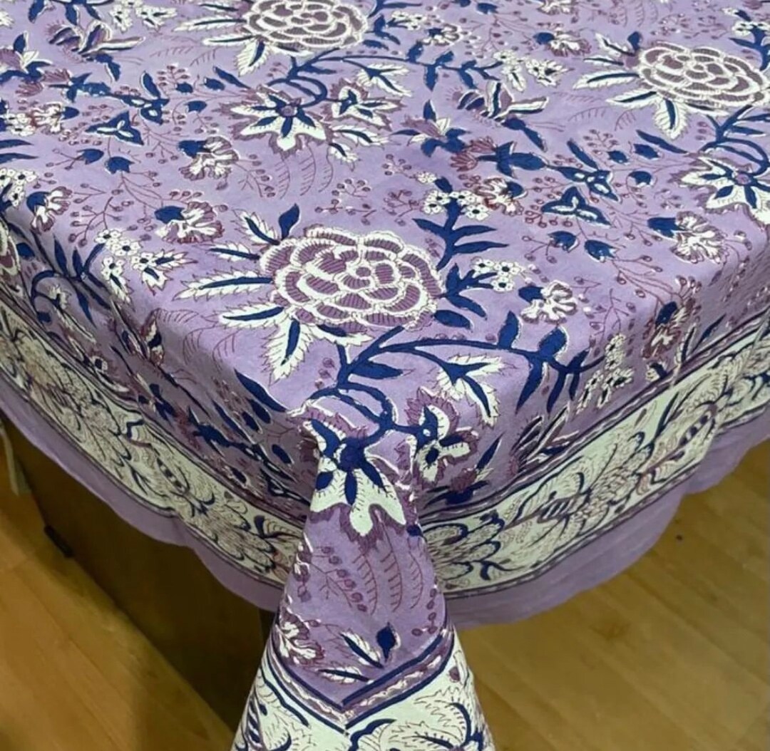 Vintage Cotton Hand Block Print/ Tablecloth Rectangle /table Cloths ...