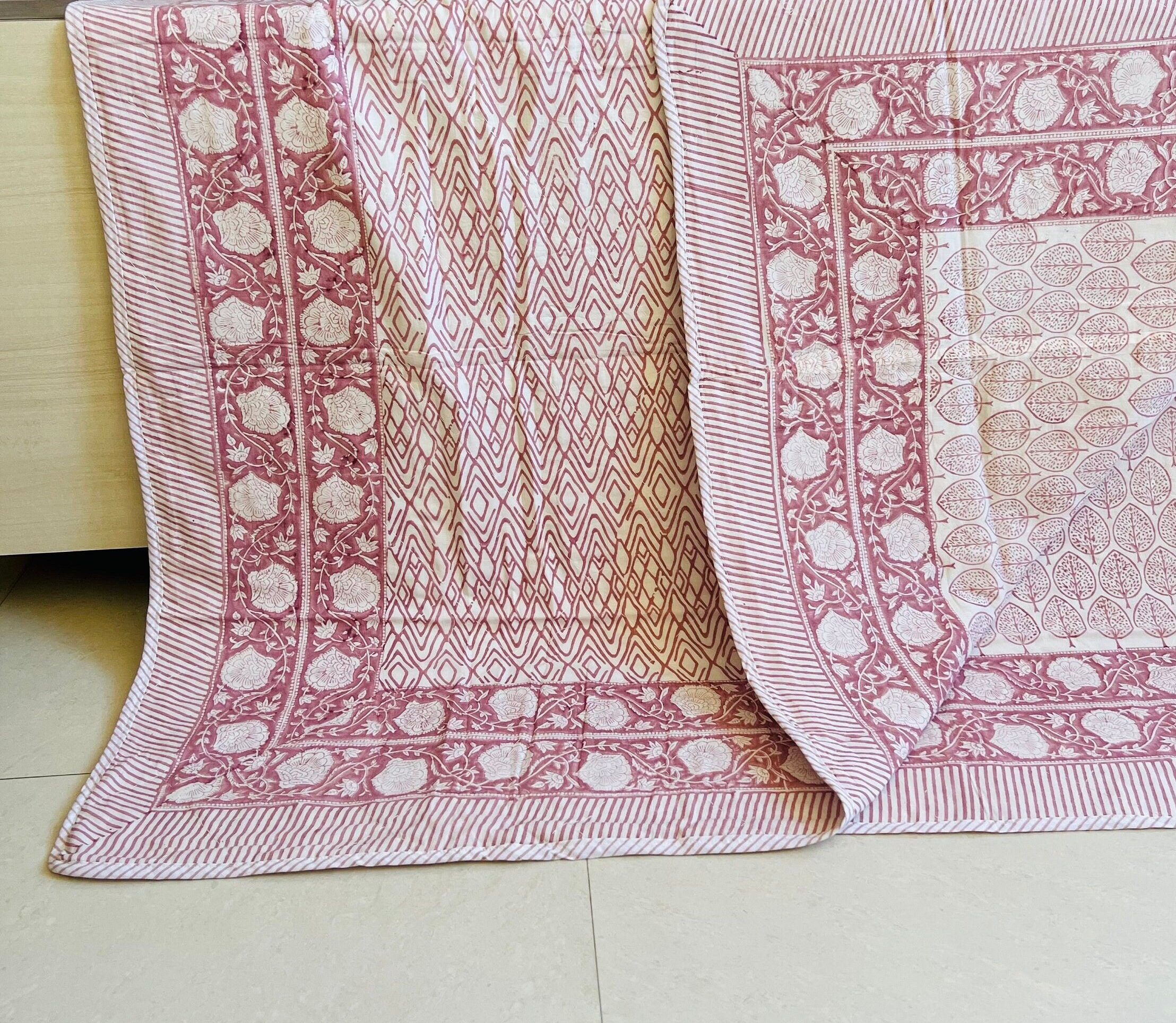 Hand Block Print Cotton Dohar Handmade Ac Blanket Reversible Dohar Ac ...