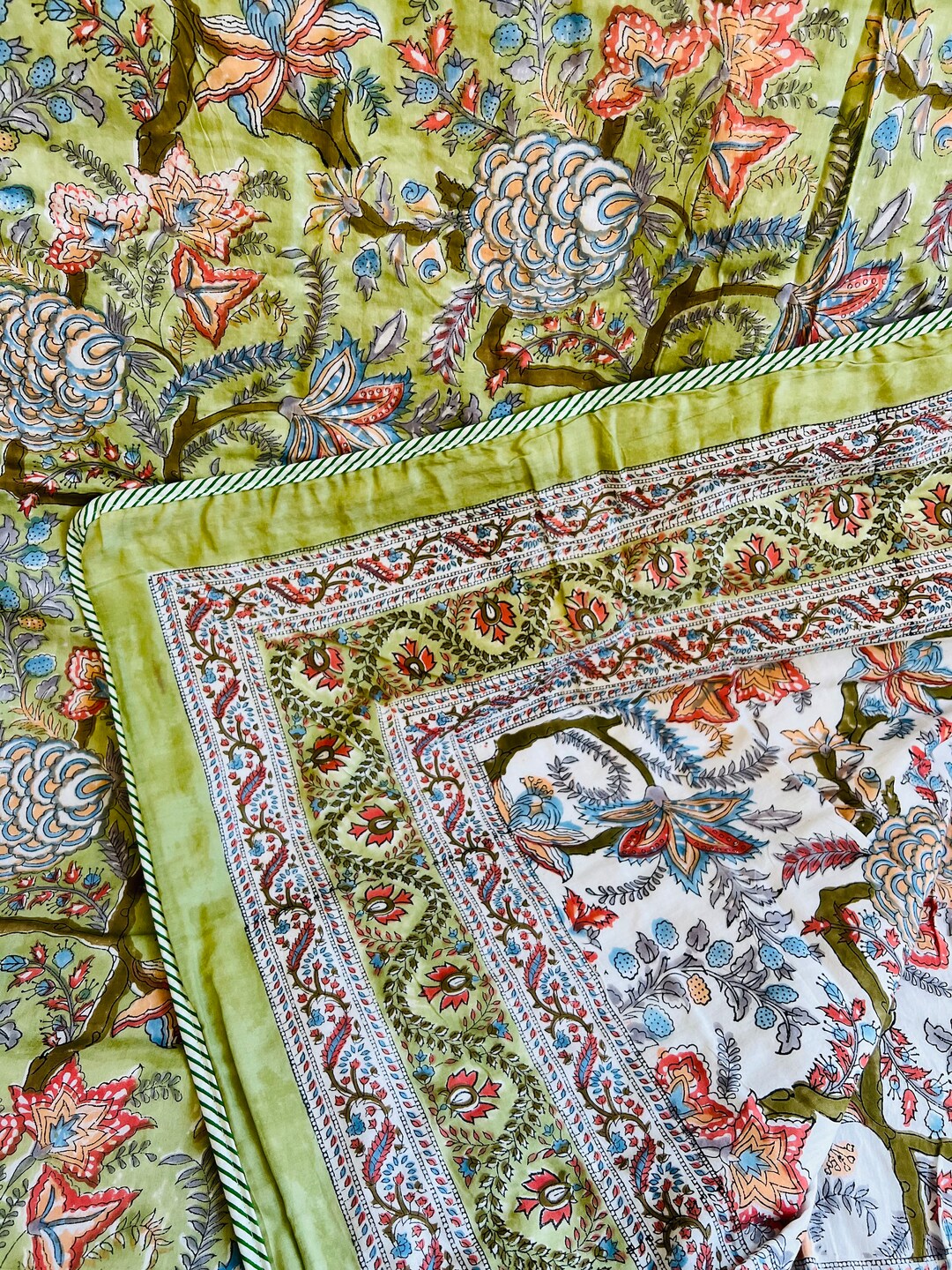Hand Block Print Cotton Dohar Handmade Ac Blanket Reversible Dohar Ac ...