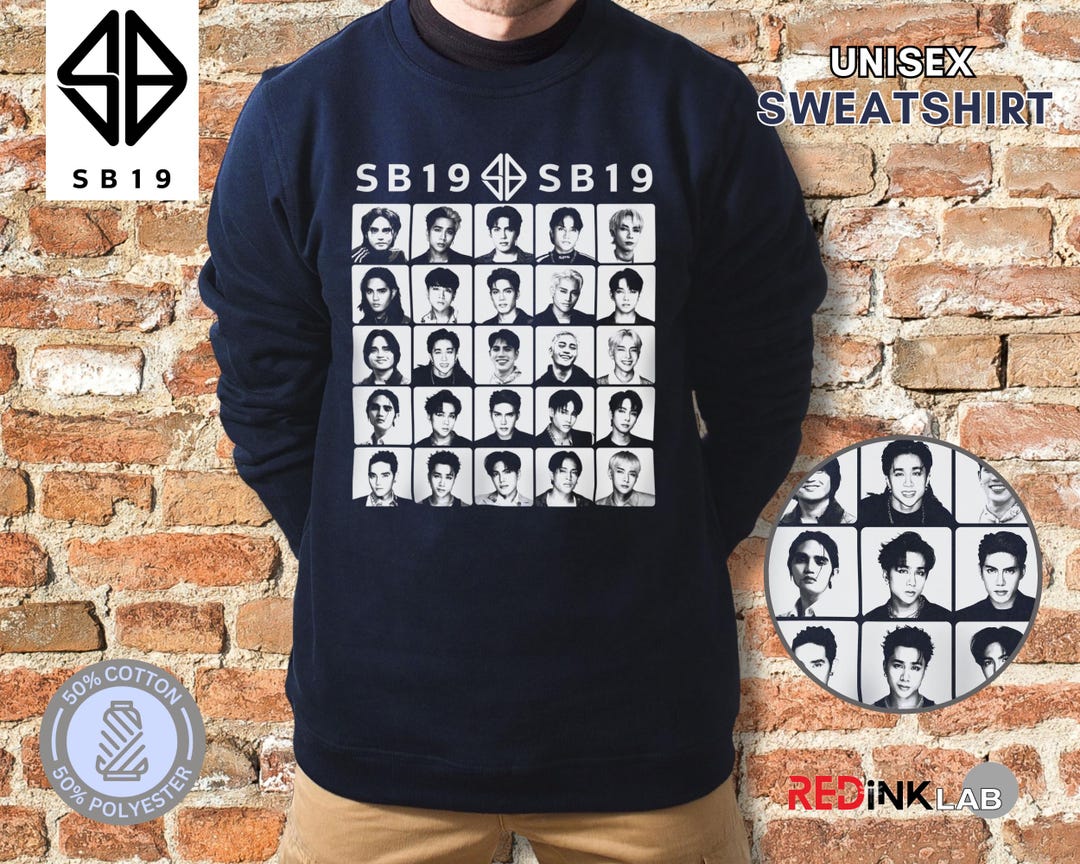 SB19 Sweatshirt Unisex Grey Print Cutout SB19 Filipino PPOP Cotton ...