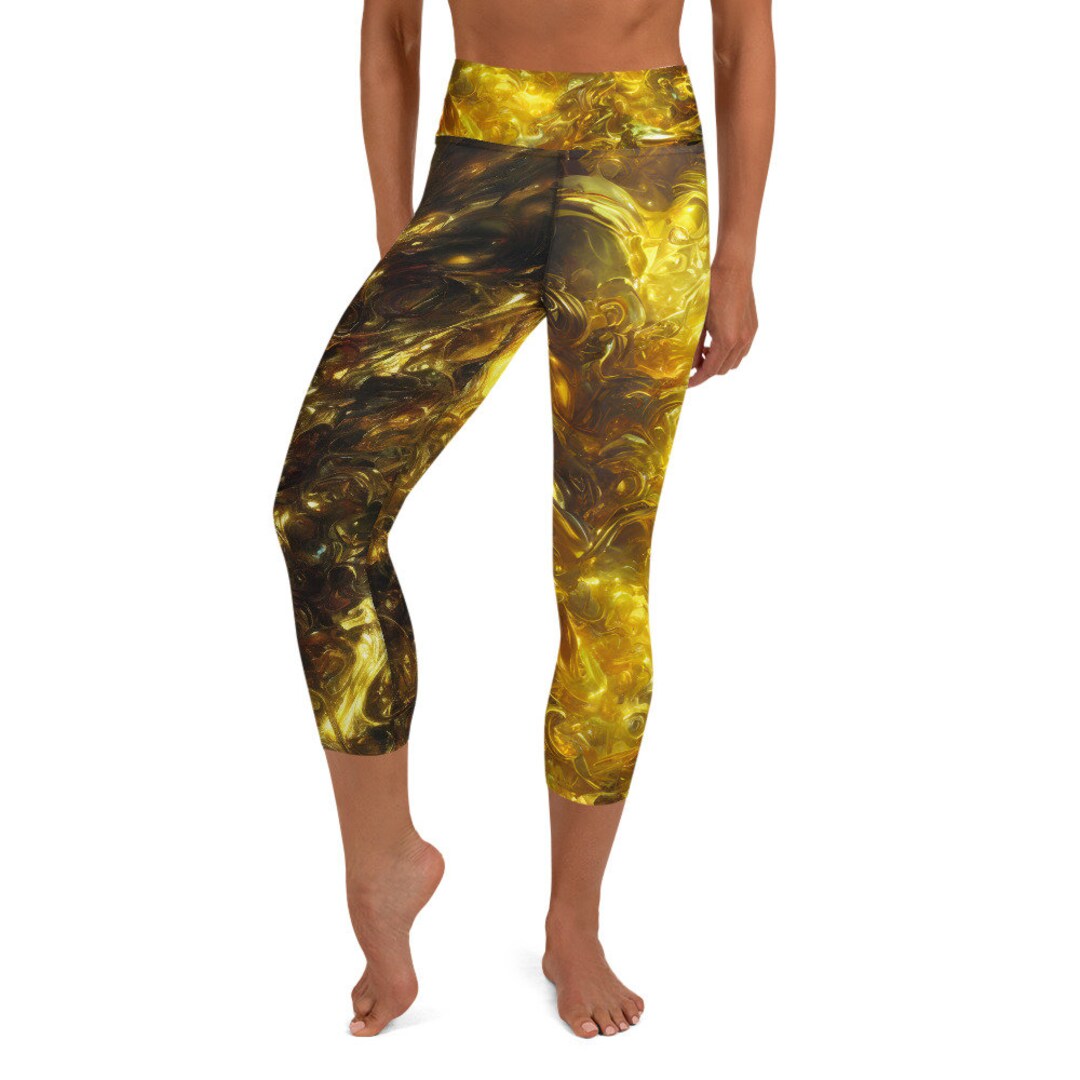 Twisted Gold Yoga Capri - Etsy
