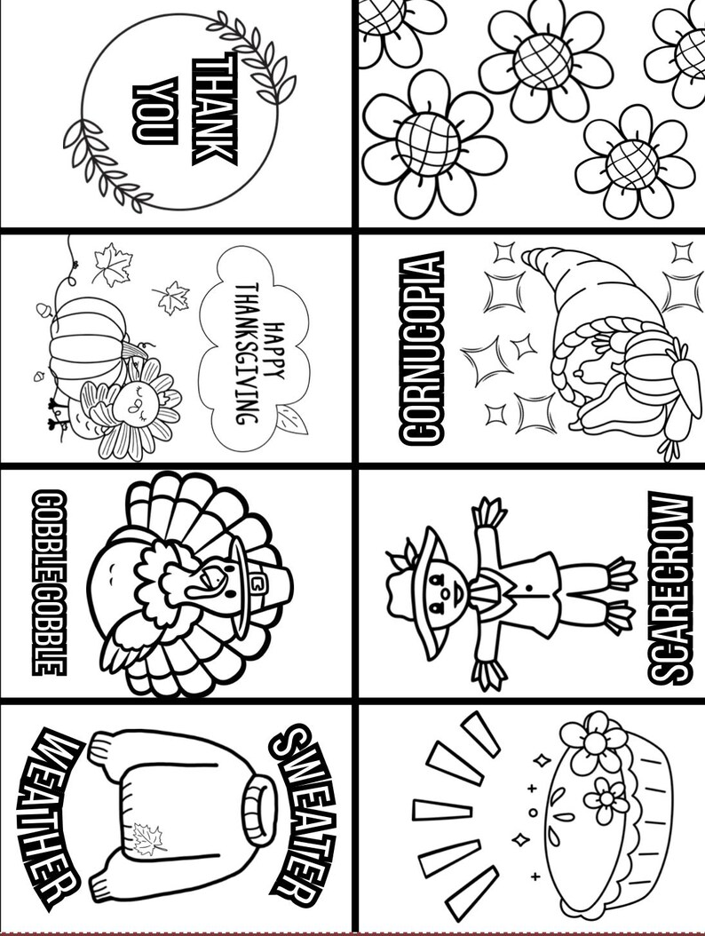 Printable Thanksgiving Mini Coloring Book, Party Favor (PDF) - Etsy