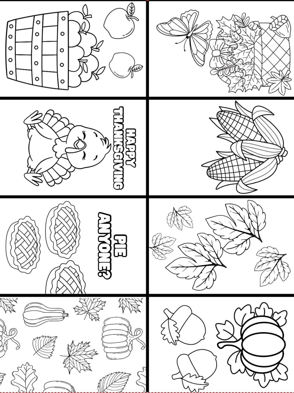 Printable Thanksgiving Mini Coloring Book, Party Favor (PDF) - Etsy