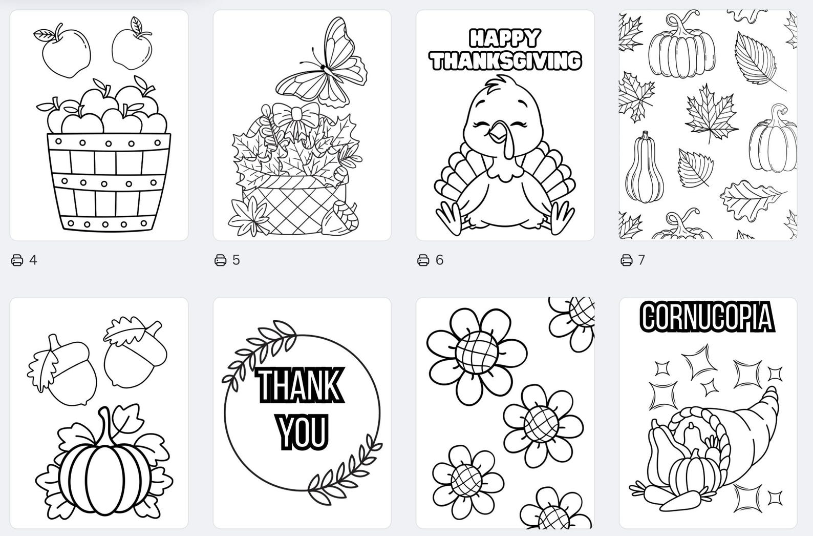 Printable Thanksgiving Mini Coloring Book, Party Favor (PDF) - Etsy