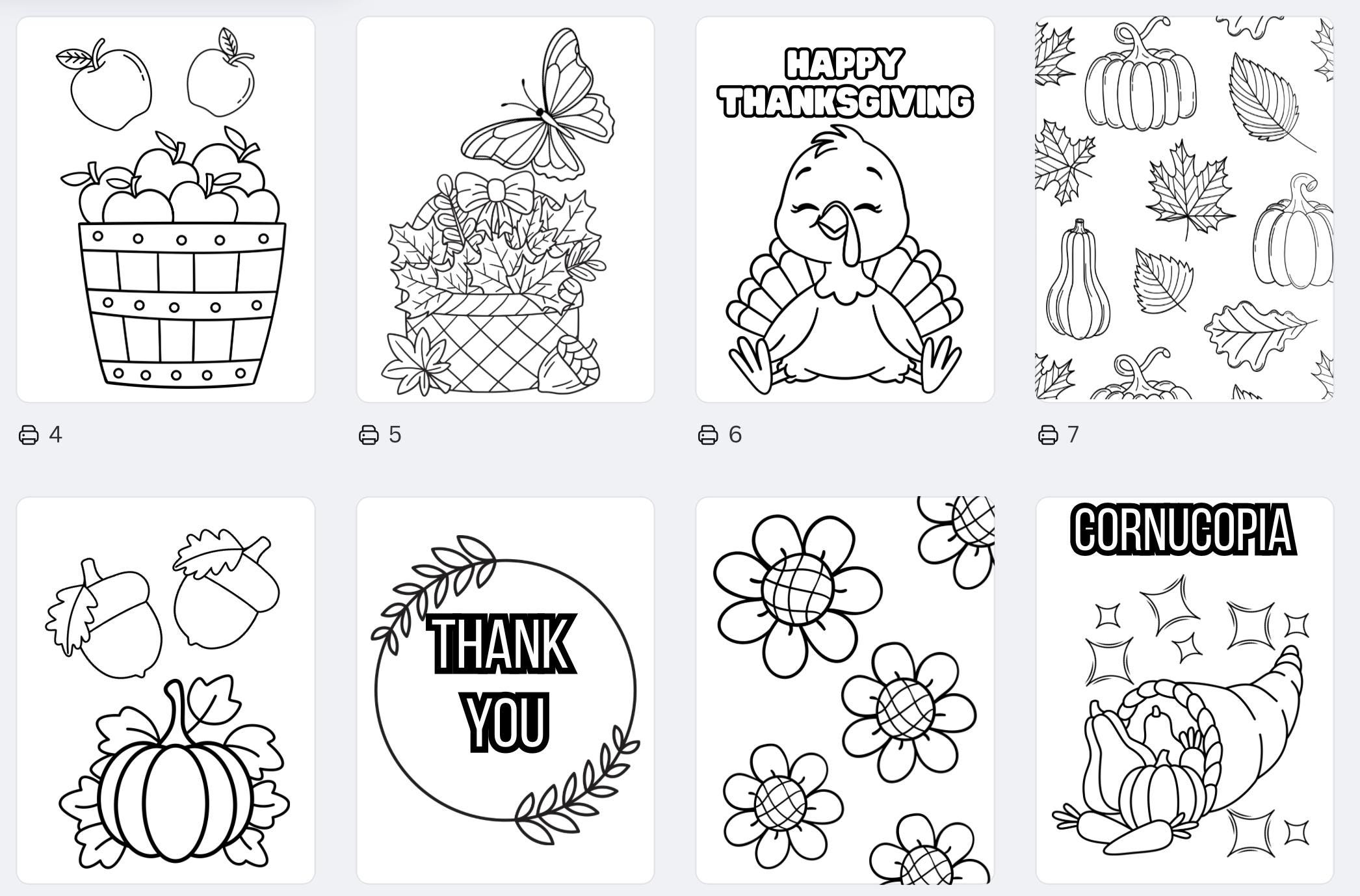 Printable Thanksgiving Mini Coloring Book, Party Favor (PDF) - Etsy