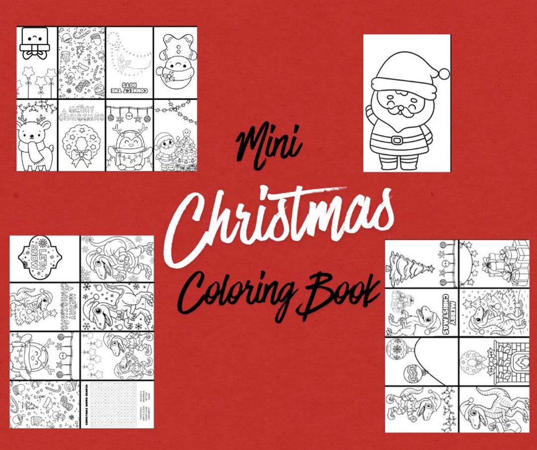 Printable Christmas Mini Coloring Books, Dinosaur & General Designs ...
