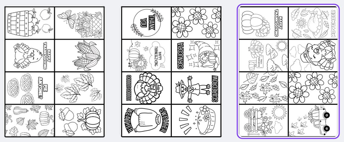 Printable Thanksgiving Mini Coloring Book, Party Favor (PDF) - Etsy