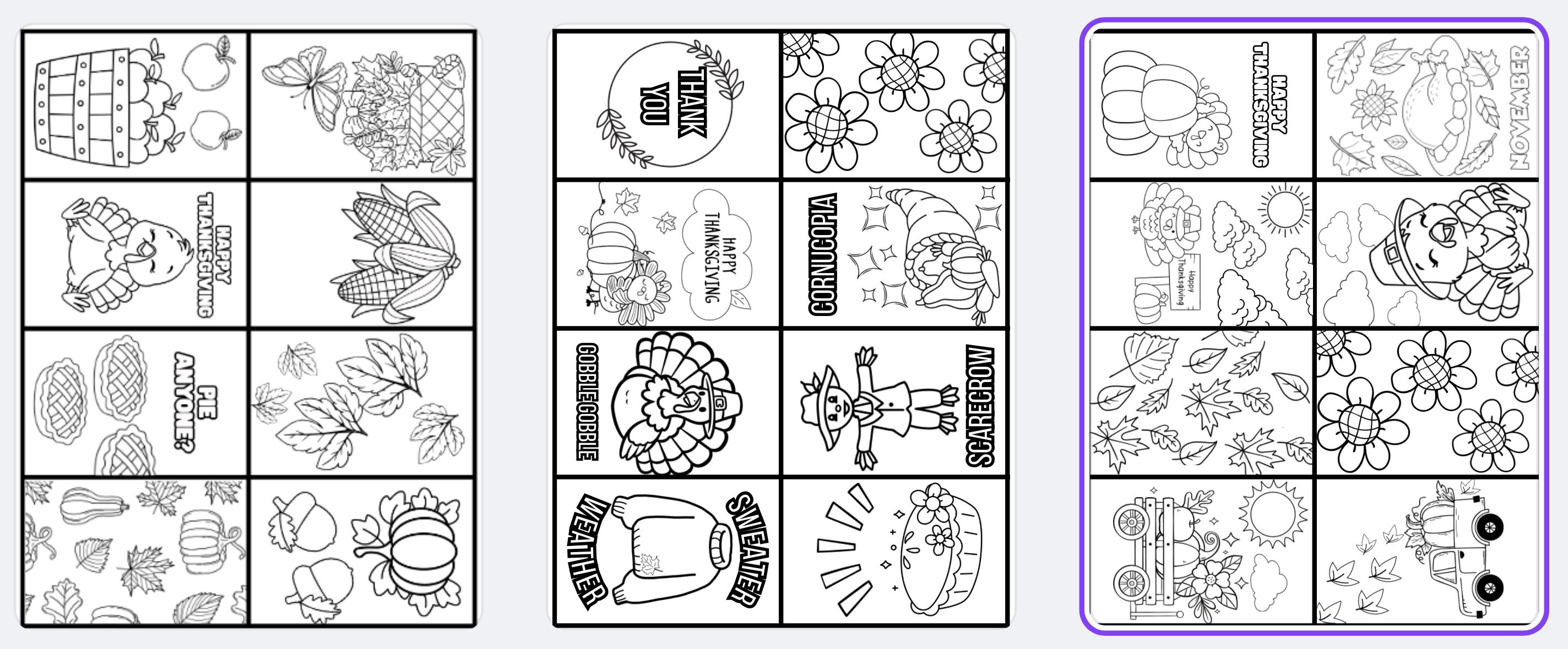 Printable Thanksgiving Mini Coloring Book, Party Favor (PDF) - Etsy