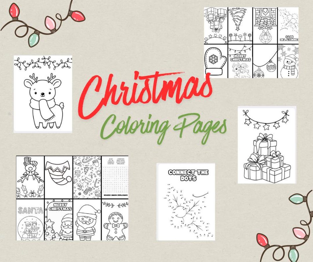 Printable Christmas Mini Book- 5 With Coloring Pages, Party Favor (PDF ...