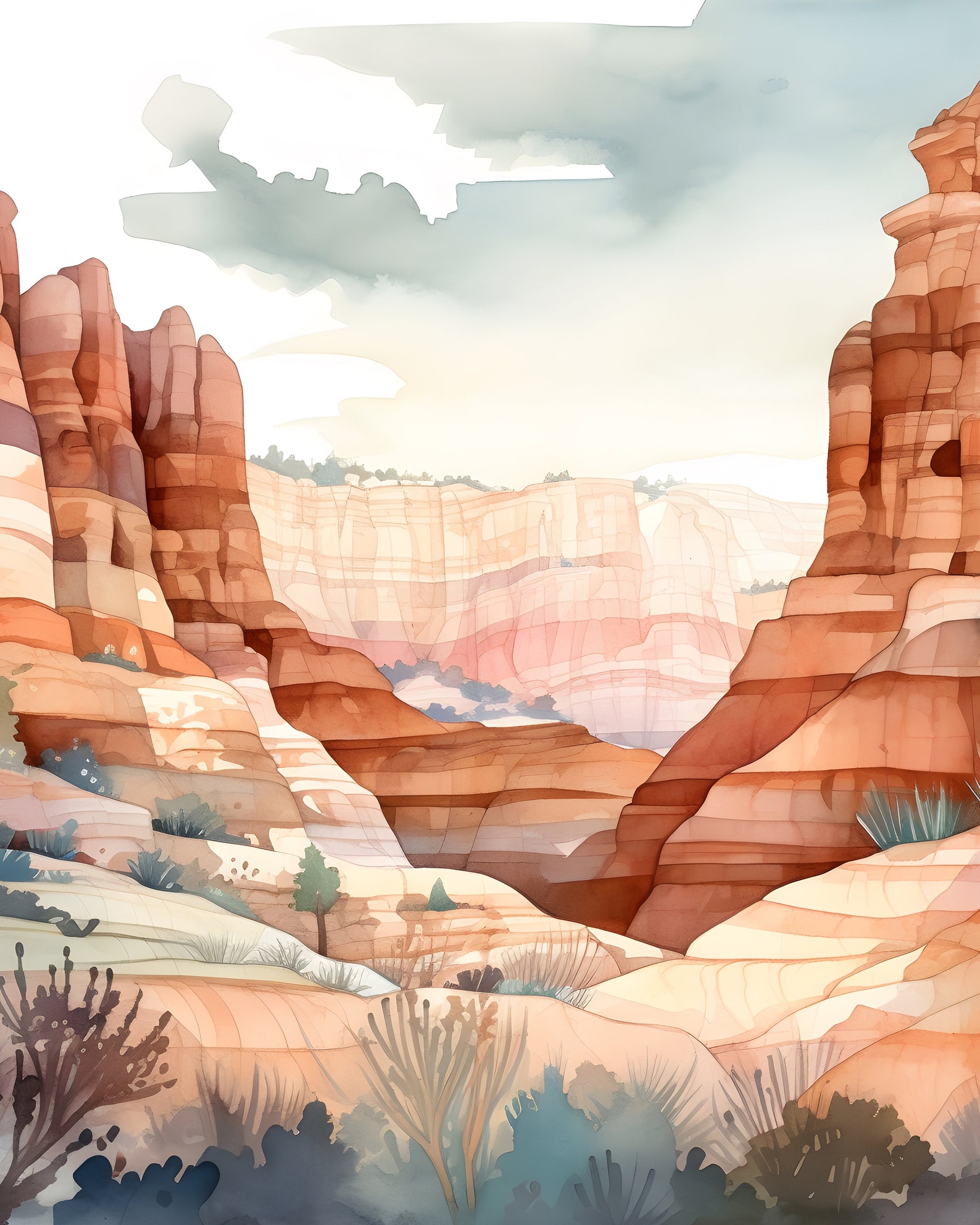 3 Utah in Watercolor Prints, DIGITAL Prints, Landscape Prints, Utah ...