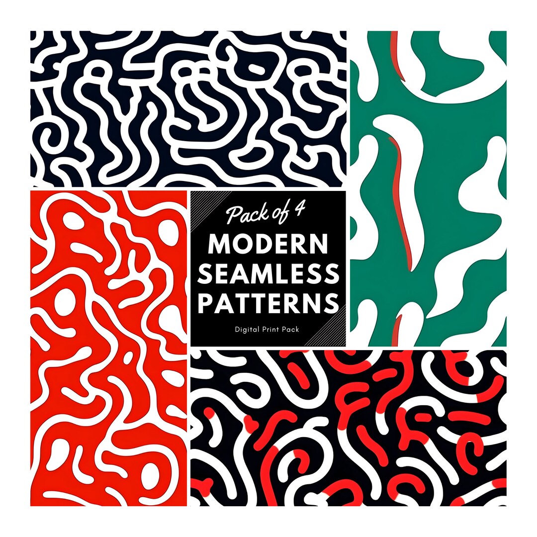 4 Modern Seamless Tile Pattern Designs, Tile Print Design, Tile Pattern ...