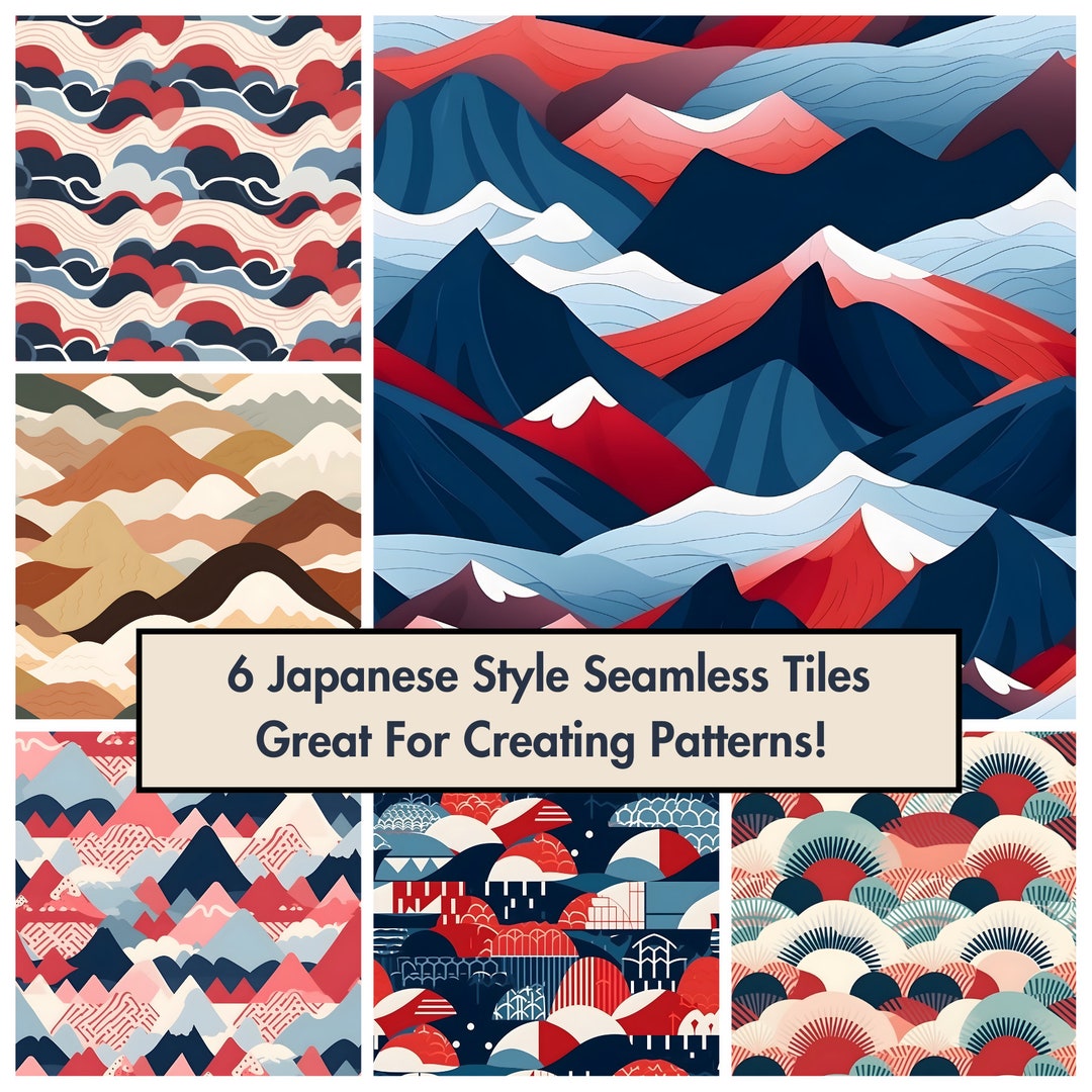 6 Japanese Style Seamless Tiles, Japanese Tiles, Japanese Nature Tiles ...