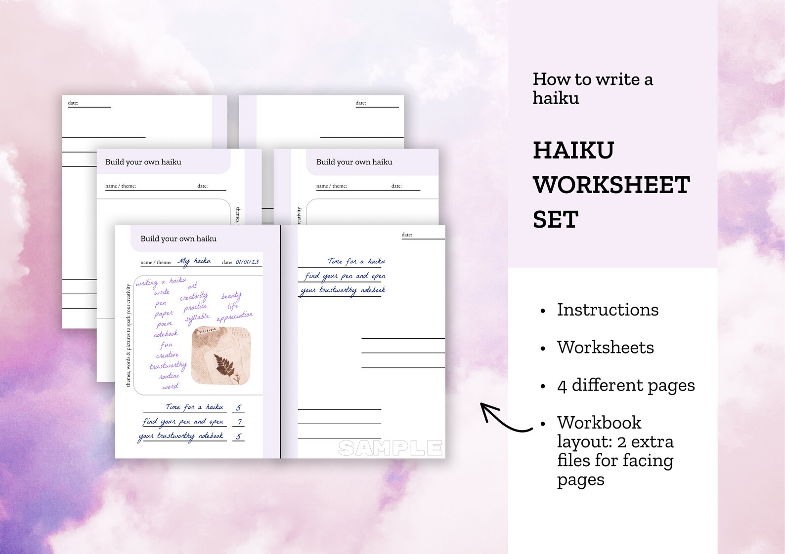 Haiku Worksheet Set - Haiku Poem Journal Digital Printable (PDF A4) - Etsy