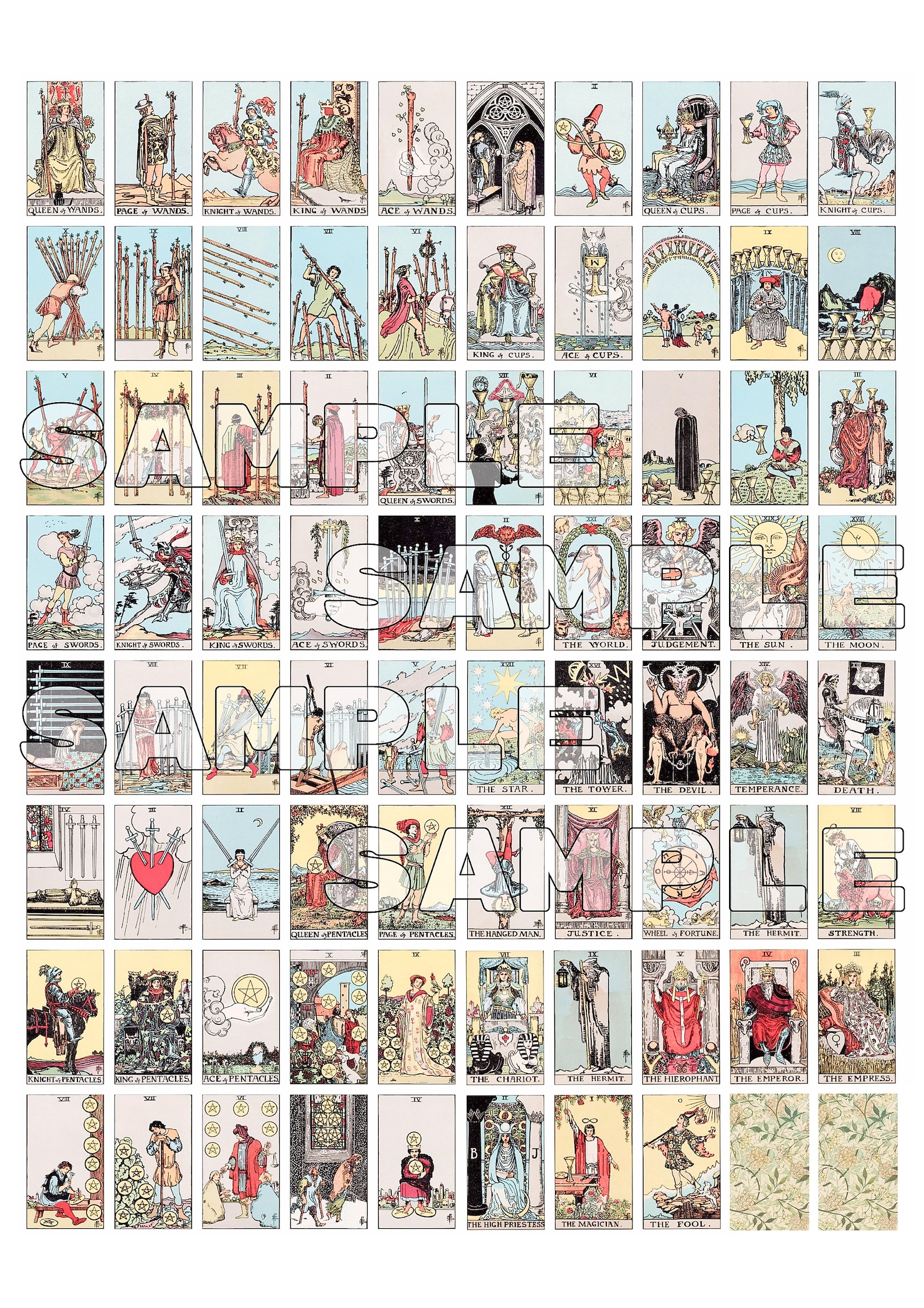 Mini Tarot Card Printable Set With Back Prints, Miniature Tarot Card ...