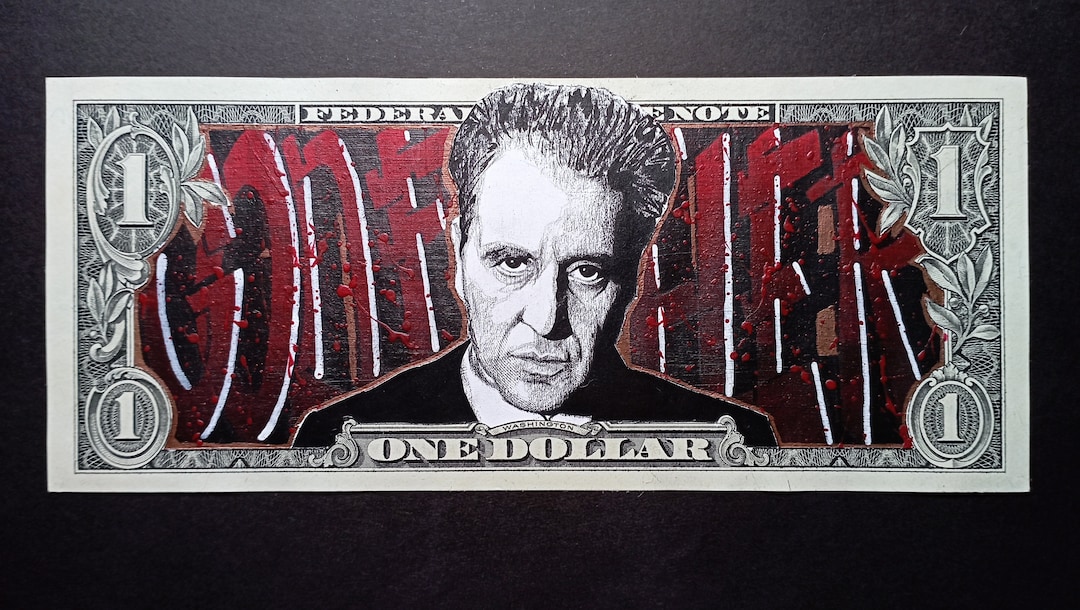 Al Pacino Money Art Drawing Genuine 1 Dollar Bill Signed by BEAR Movie ...