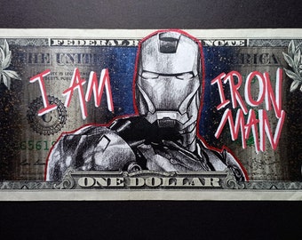 Tony Montana Money Art Drawing Genuine 1 Dollar Bill Signed by BEAR ...