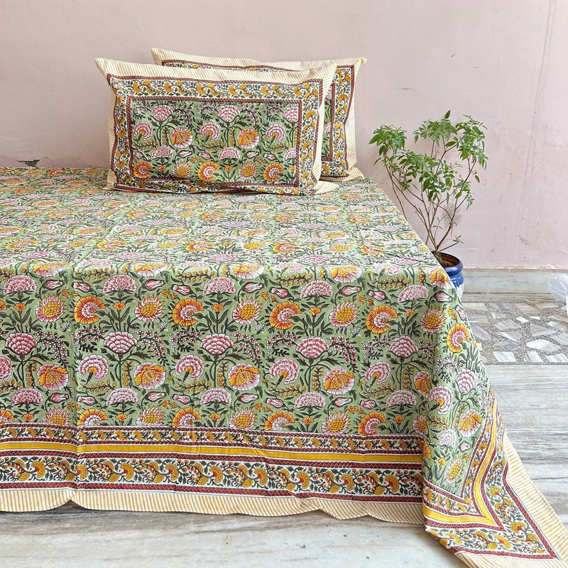 Block Print Bed Sheet - Etsy