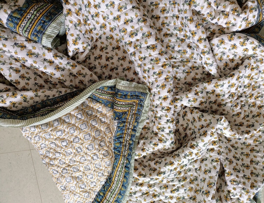 Indian Traditional Hand Block Printed With Mariya Golden Color Made 100 ...