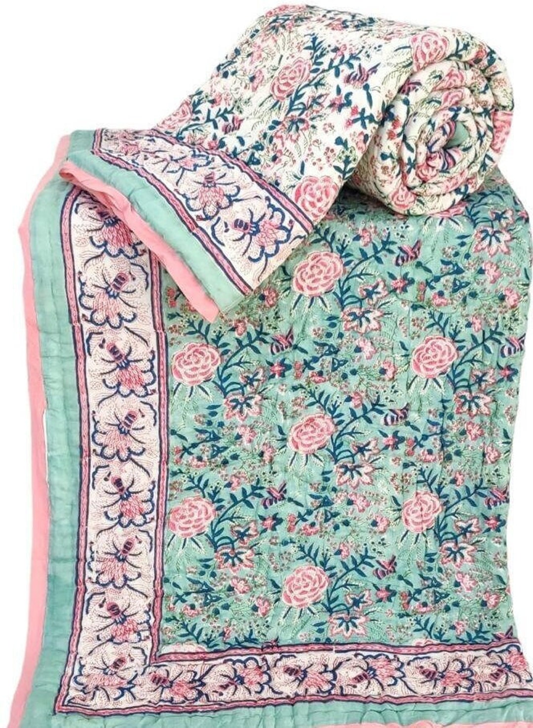 Indian Hand Block Print Razai Light Weight in Side 100% Cotton ...