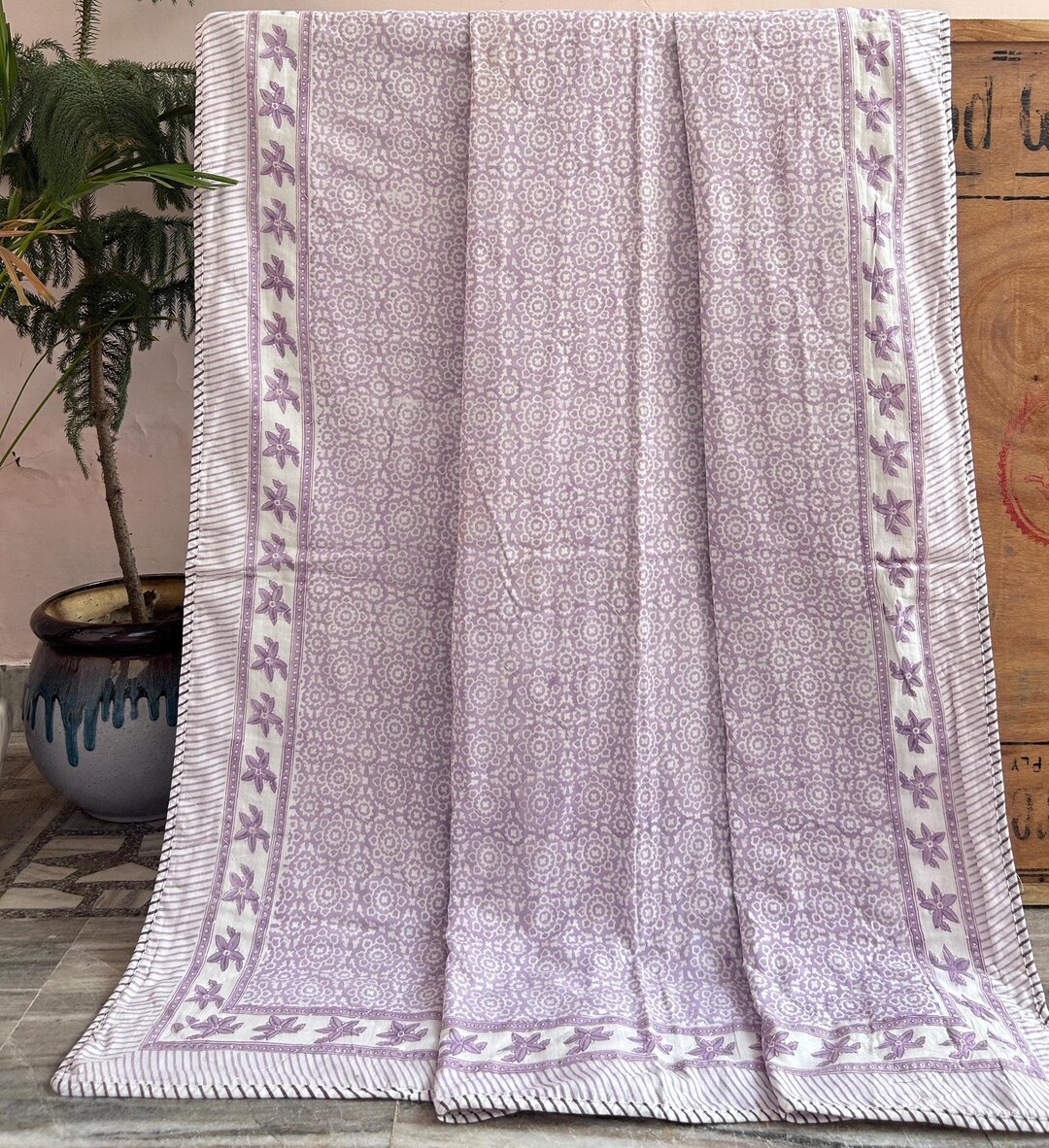 Hand Block Print Cotton Dohar, Indian Block Print Indian Quilt Dohar ...
