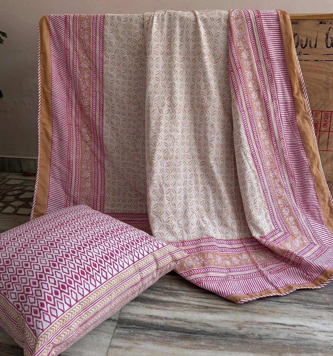 Hand Block Printed Cotton Dohar: Reversible Indian King Blanket - Etsy