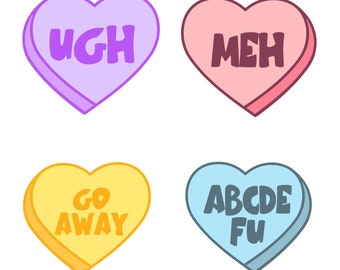 Valentines Day PNG, Valentine's Day SVG Conversation Hearts Digital PNG ...