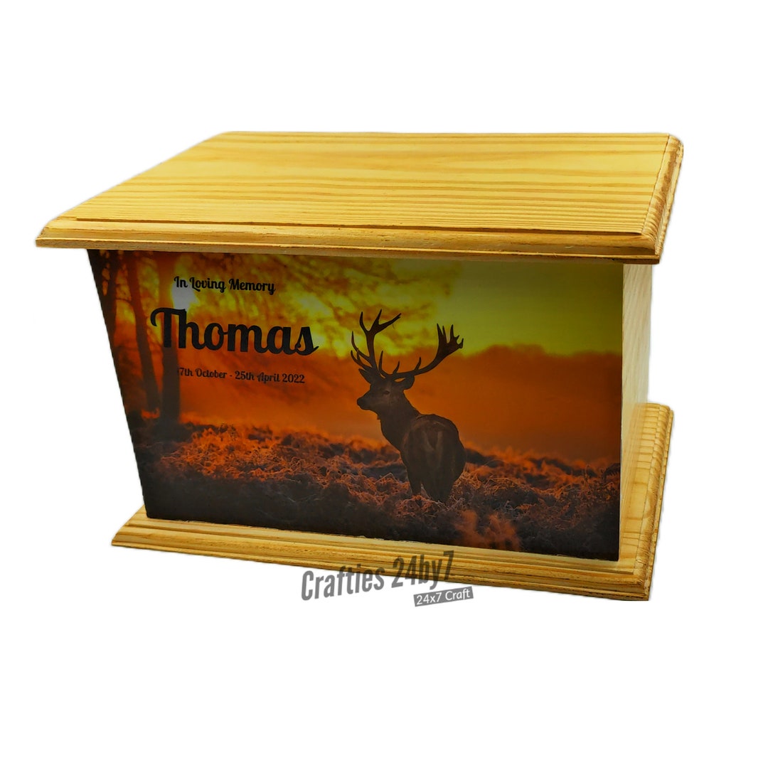 PINEWOOD Urn for Human Ashes Cremation Urn, Wood Funeral Urn, Hunter's ...