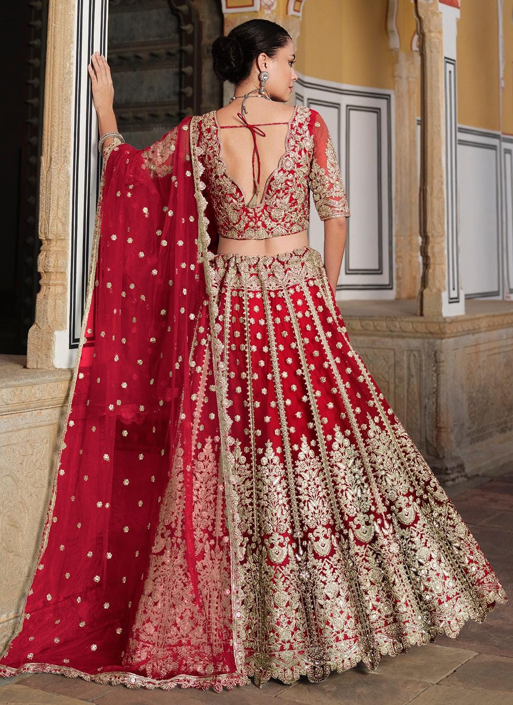 Bridal Red Net Lehenga Choli, Indian Bridal Lehanga for Women ...