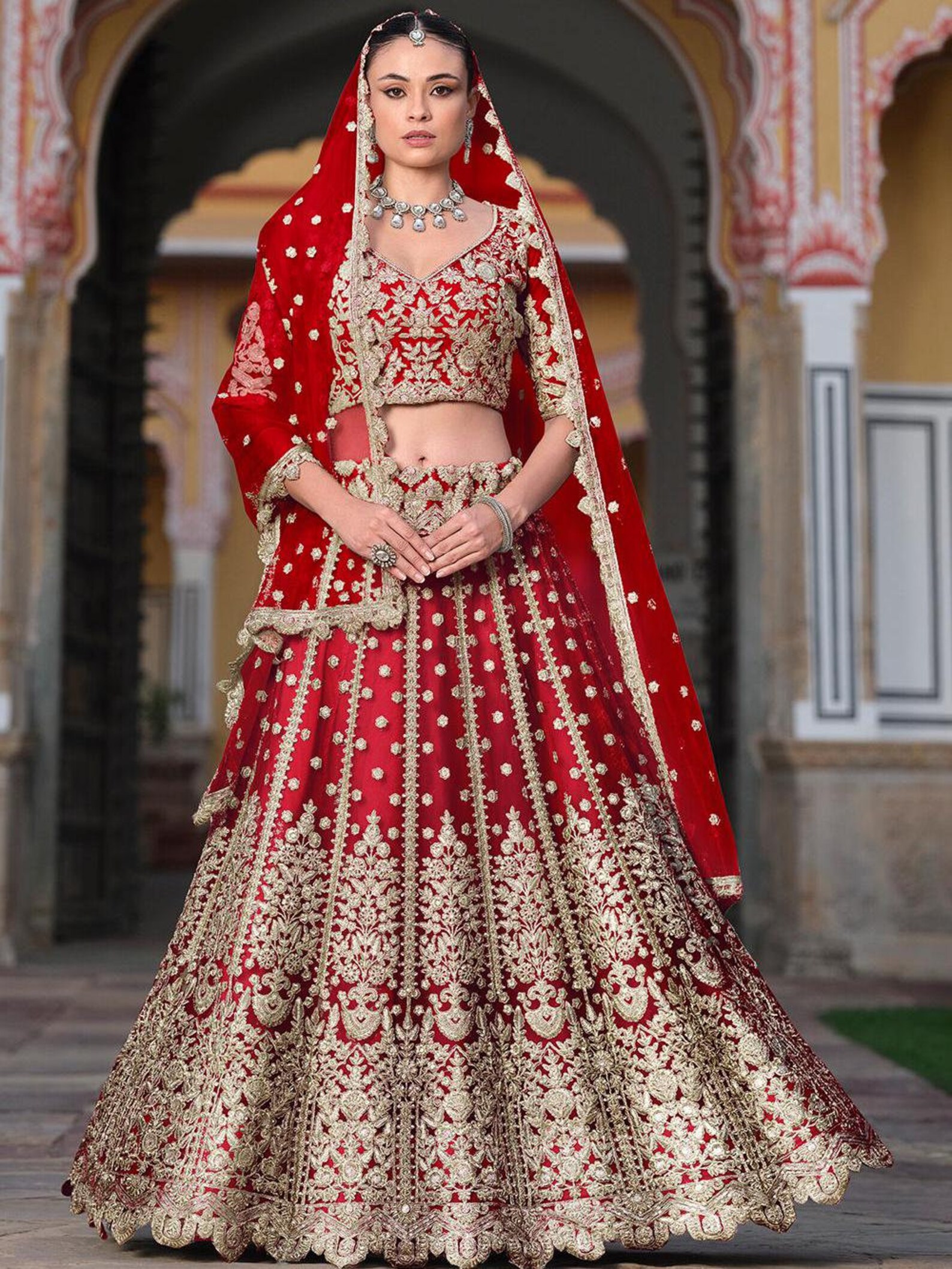 Bridal Red Net Lehenga Choli, Indian Bridal Lehanga for Women ...