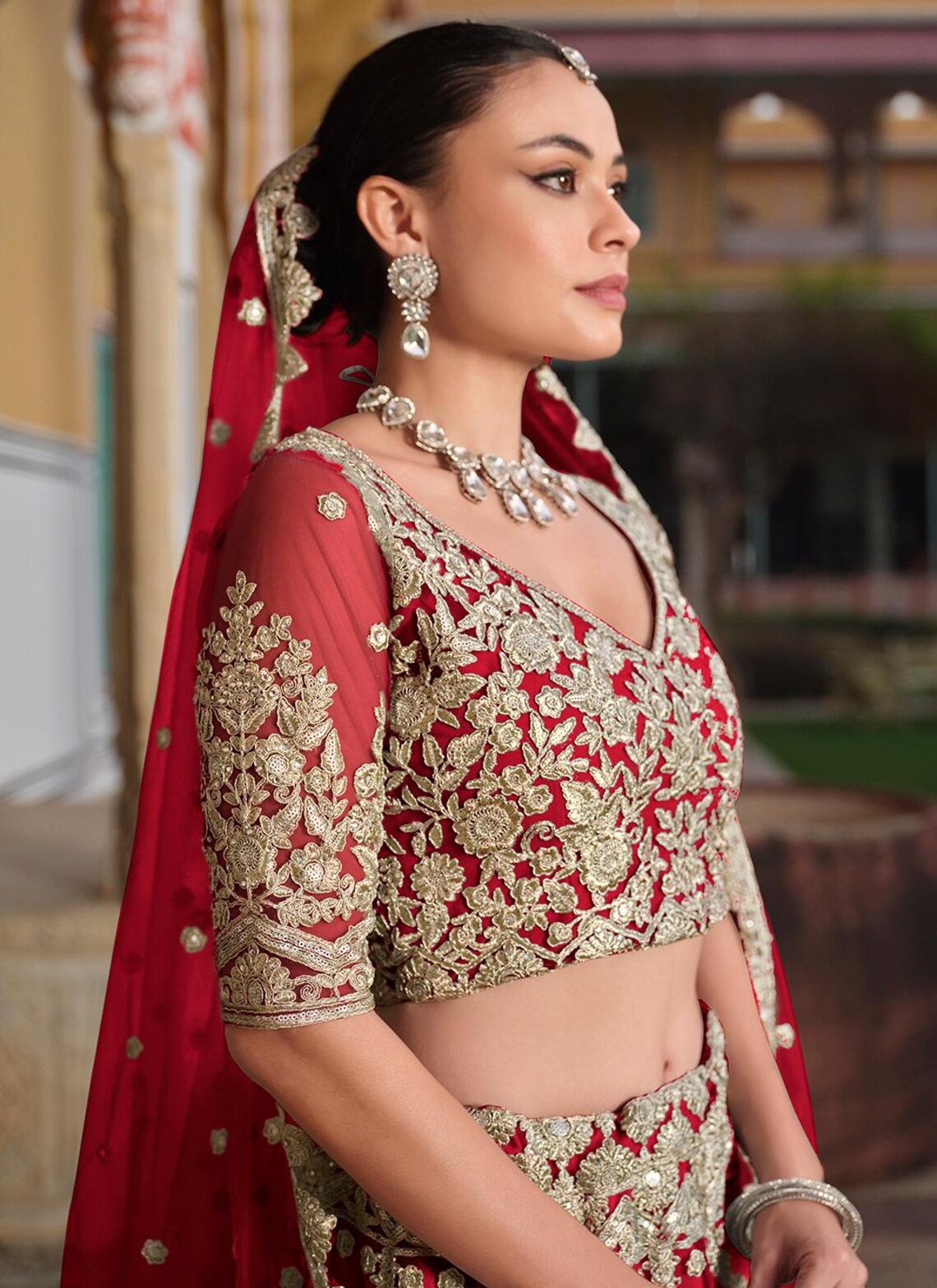 Bridal Red Net Lehenga Choli, Indian Bridal Lehanga for Women ...