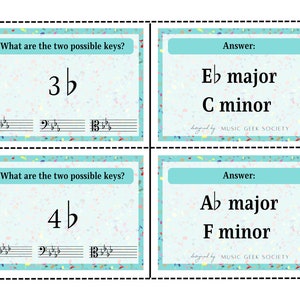 Printable Key Signature Flashcards | Relative Scales | Music Theory ...
