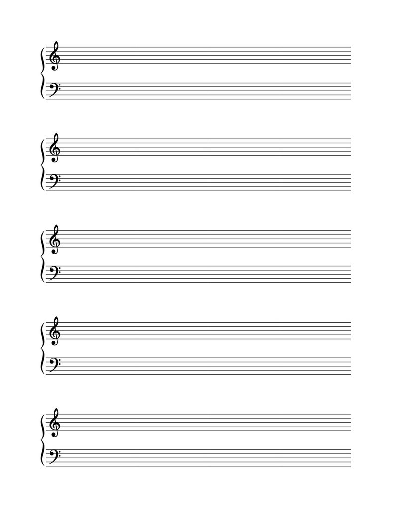 4-pack Printable Blank Piano Sheet Music | Floral Music Manuscript ...